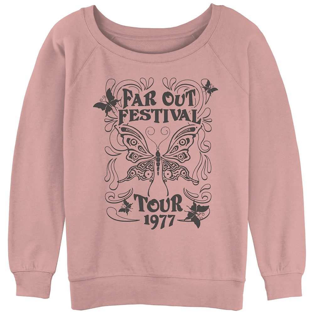 Juniors' Far Out Festival Tour 1977 Poster Slouchy Terry Graphic Pullover