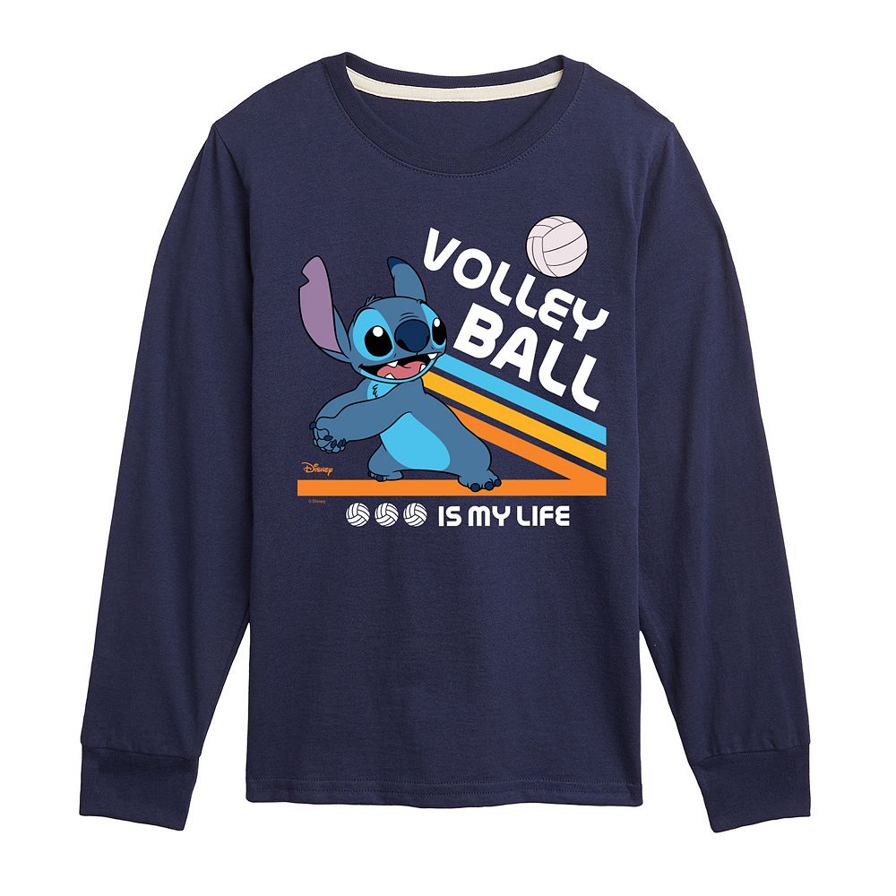 Disney's Lilo & Stitch Boys 8-20 Volleyball Is My Life Long Sleeve ...