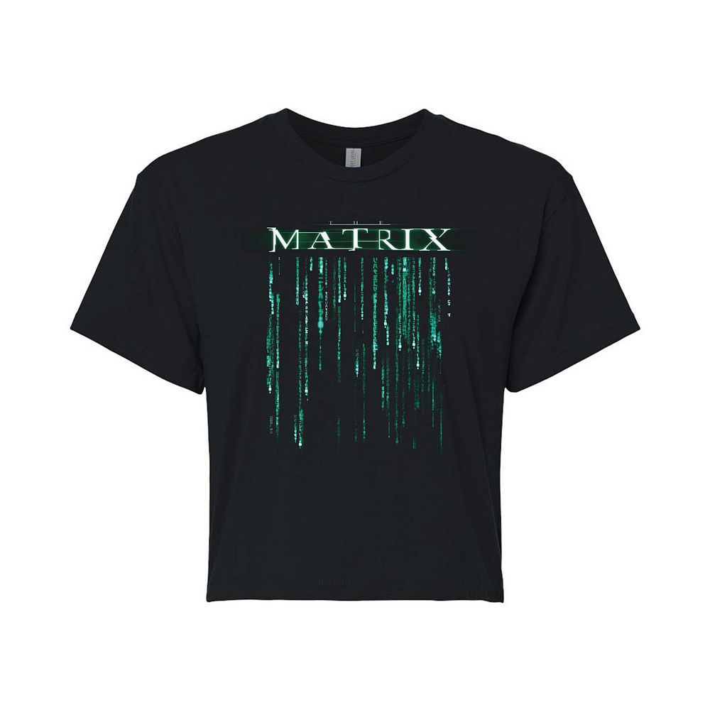 Juniors' The Matrix Falling Code Cropped Tee
