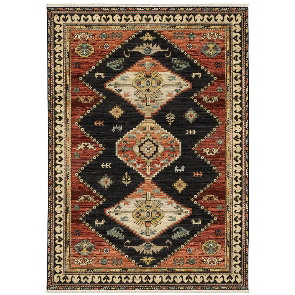 StyleHaven Linwood Tribal Diamond Medallion Fringed Edge Wool Blend ...