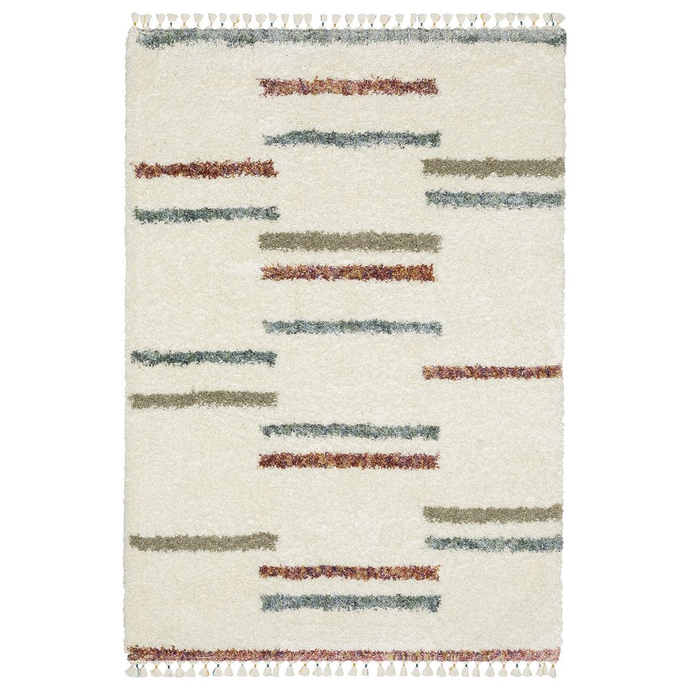 StyleHaven Aurelia Staggerd Striped Shag Tassel Fringe Area Rug