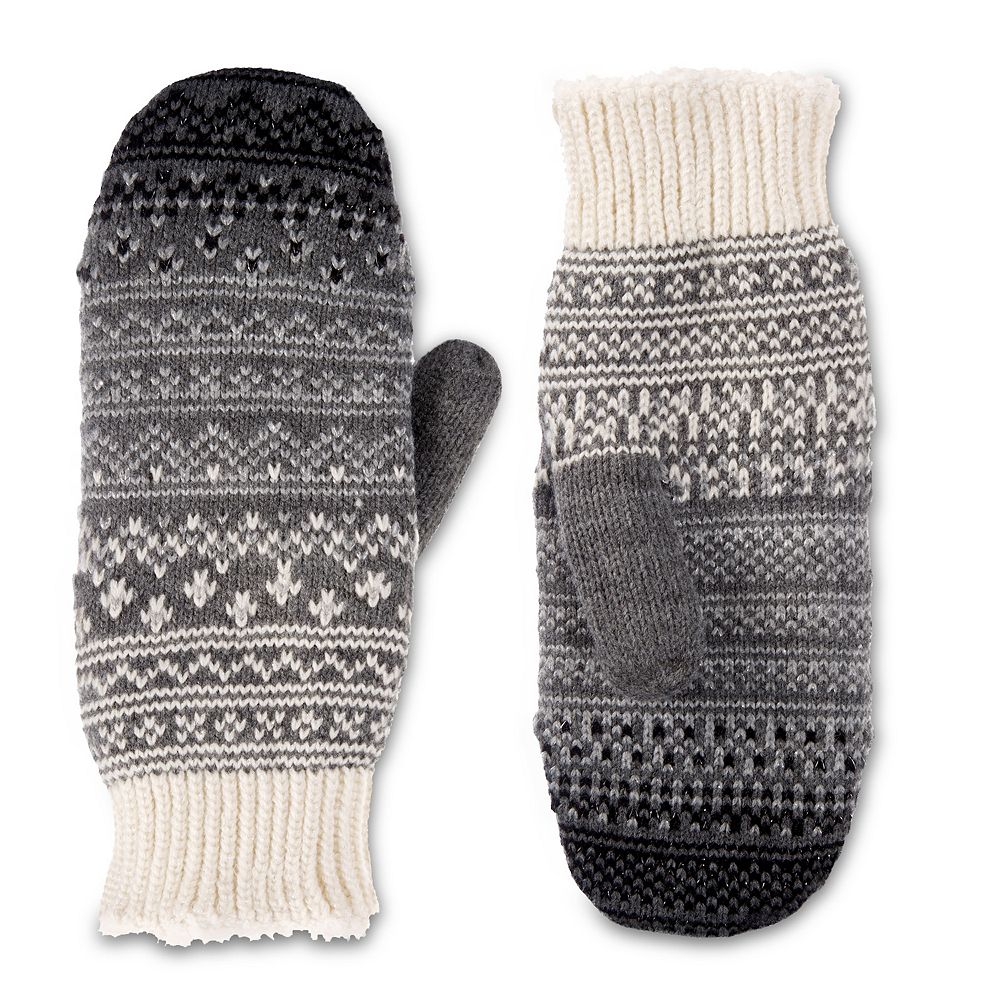 Women's isotoner Lined Water Repellent Fair Isle Knit Mittens