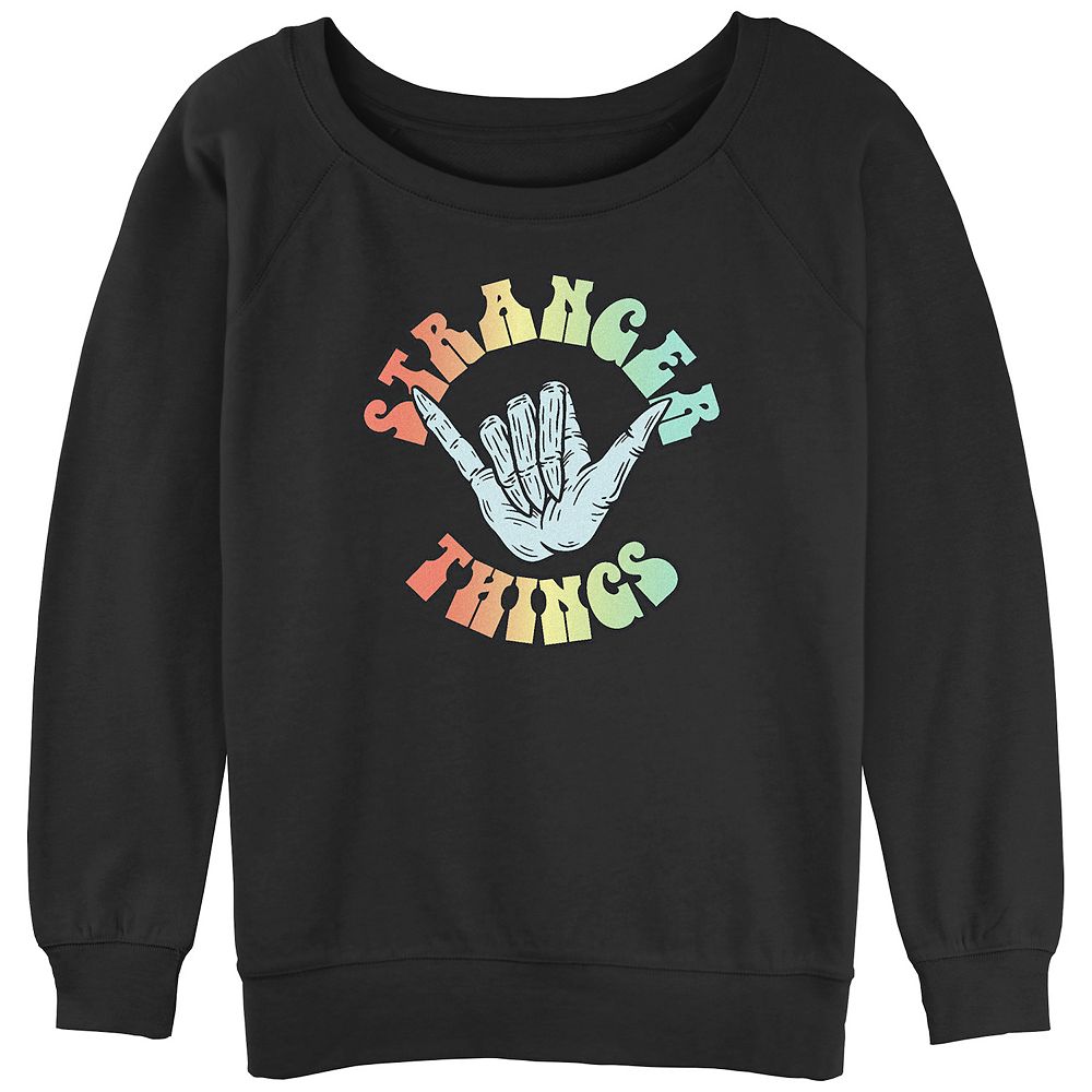 Juniors' Stranger Things Demogorgon Shaka Wave Graphic Slouchy Terry ...