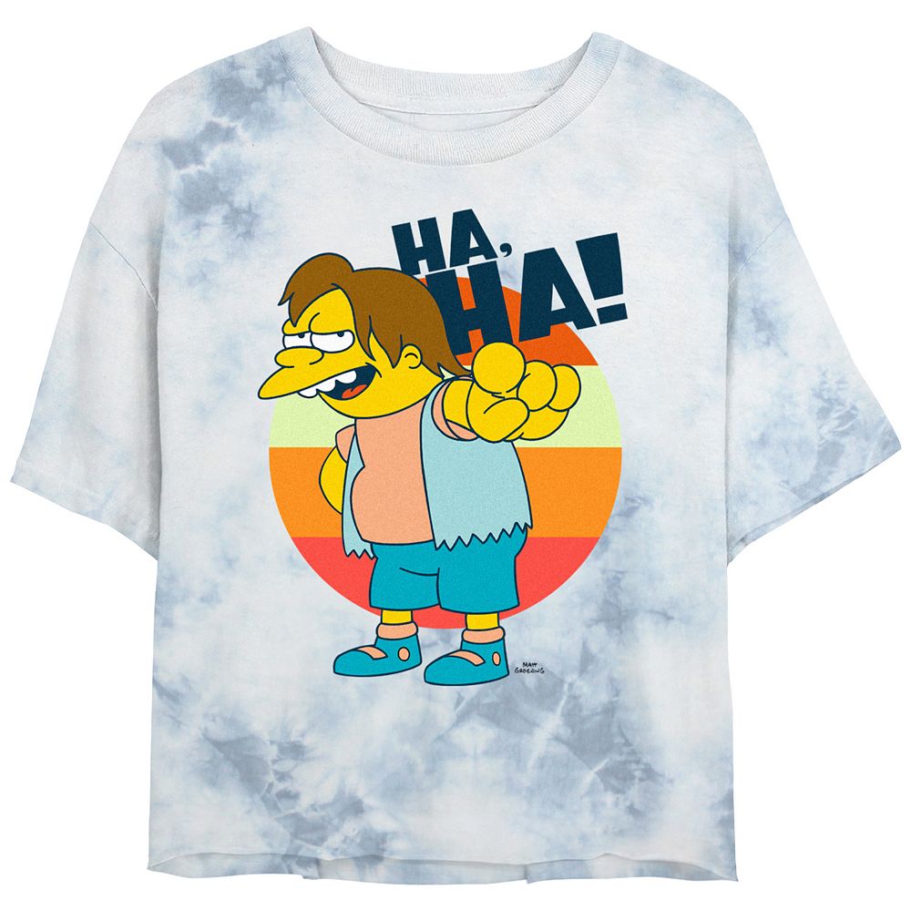 Juniors' The Simpsons Nelson Muntz Ha Ha Cropped Graphic Tee
