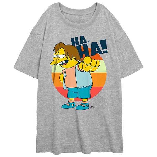 Juniors' The Simpsons Nelson Muntz Ha Ha Oversized Graphic Tee