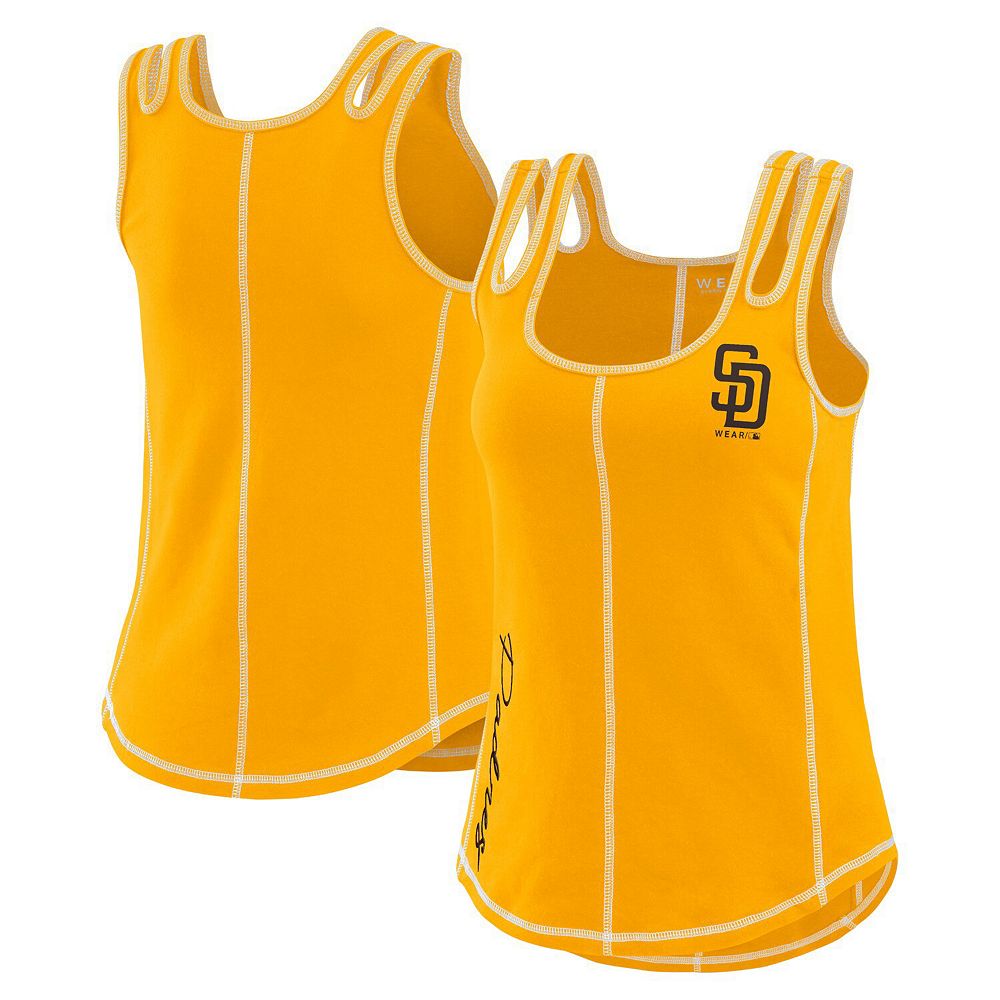 Women's WEAR by Erin Andrews Gold San Diego Padres Contrast Stitch Tank Top