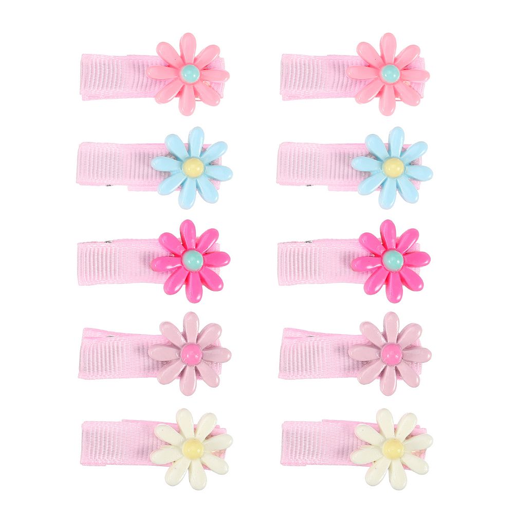 1 Set Flower Shape Hair Clips Cartoon Fabric Hair Clips For Girls