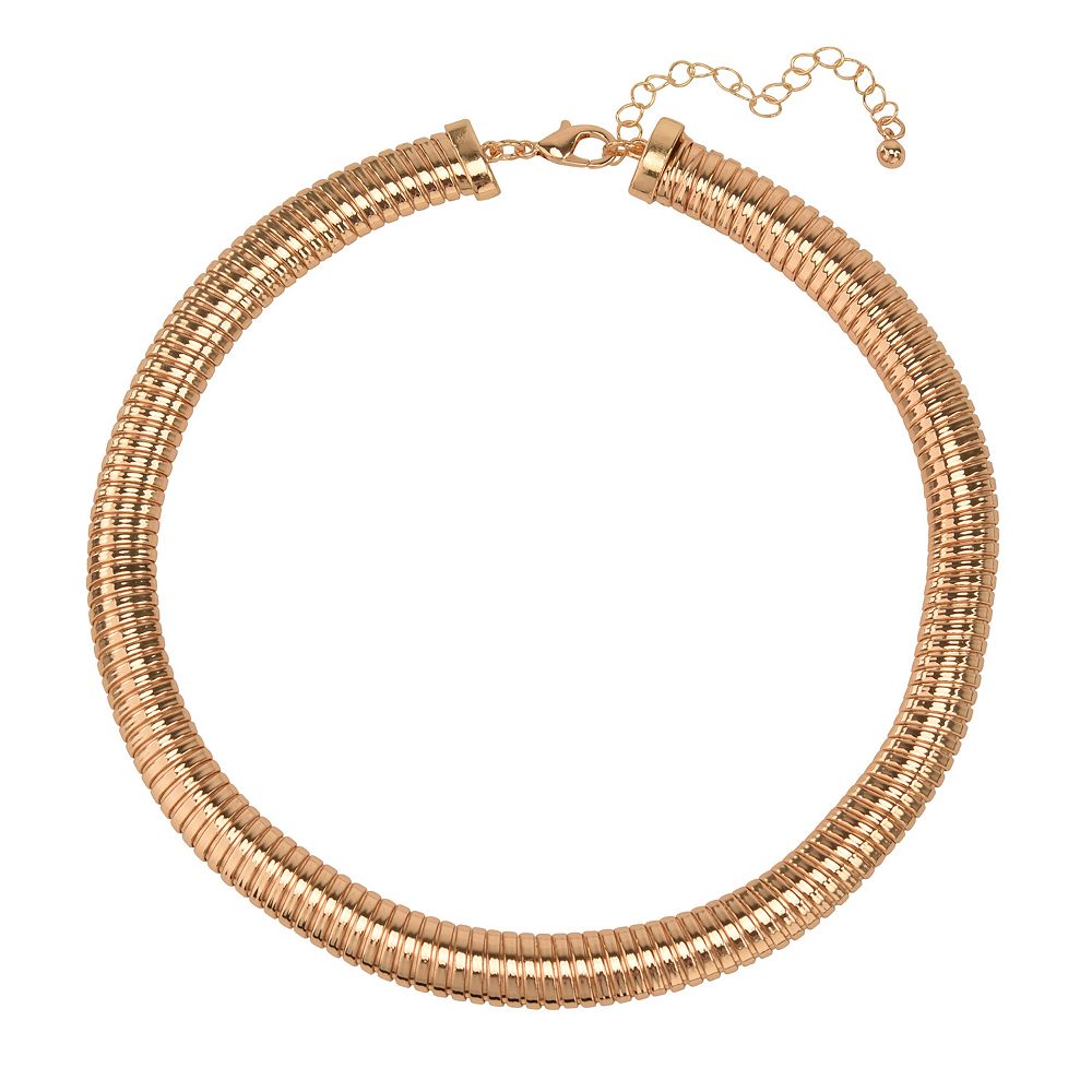 Gold Tone Coil Collar Necklace