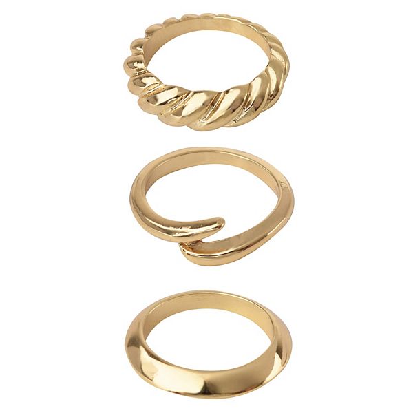 Gold Tone 3 Piece Stackable Ring Set 8295