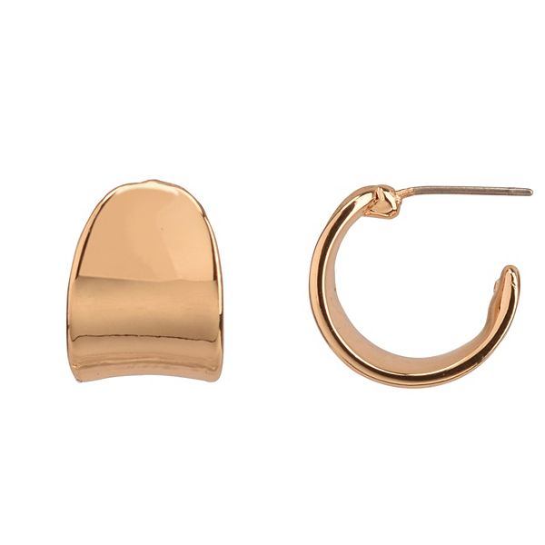 Women's Gold Tone Wide Post Hoop Earrings
