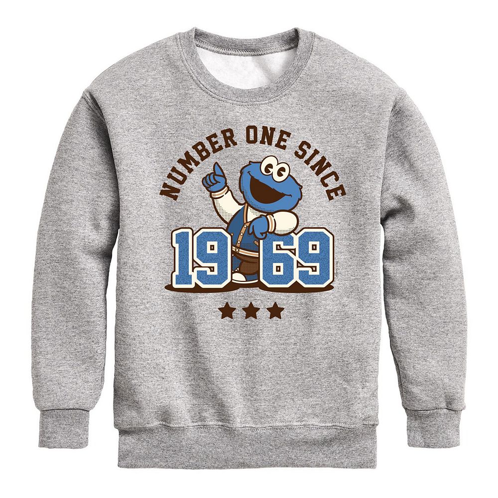 Boys 8-20 Sesame Street Cookie Monster Number One Crew Fleece Sweatshirt