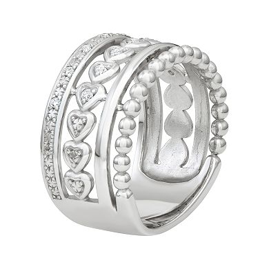 Sterling Silver Cubic Zirconia Multi-Row Ring