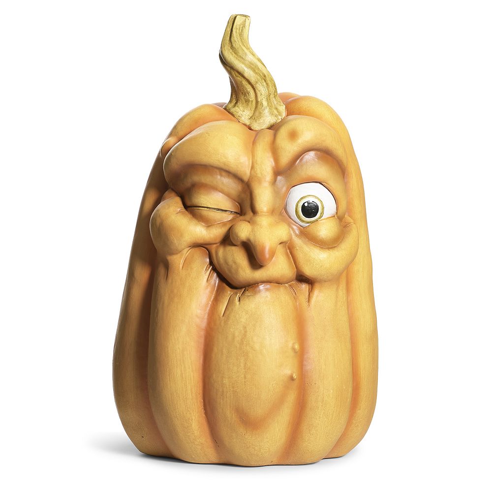 Roman Grumpy Old Man Faced Pumpkin Table Decor