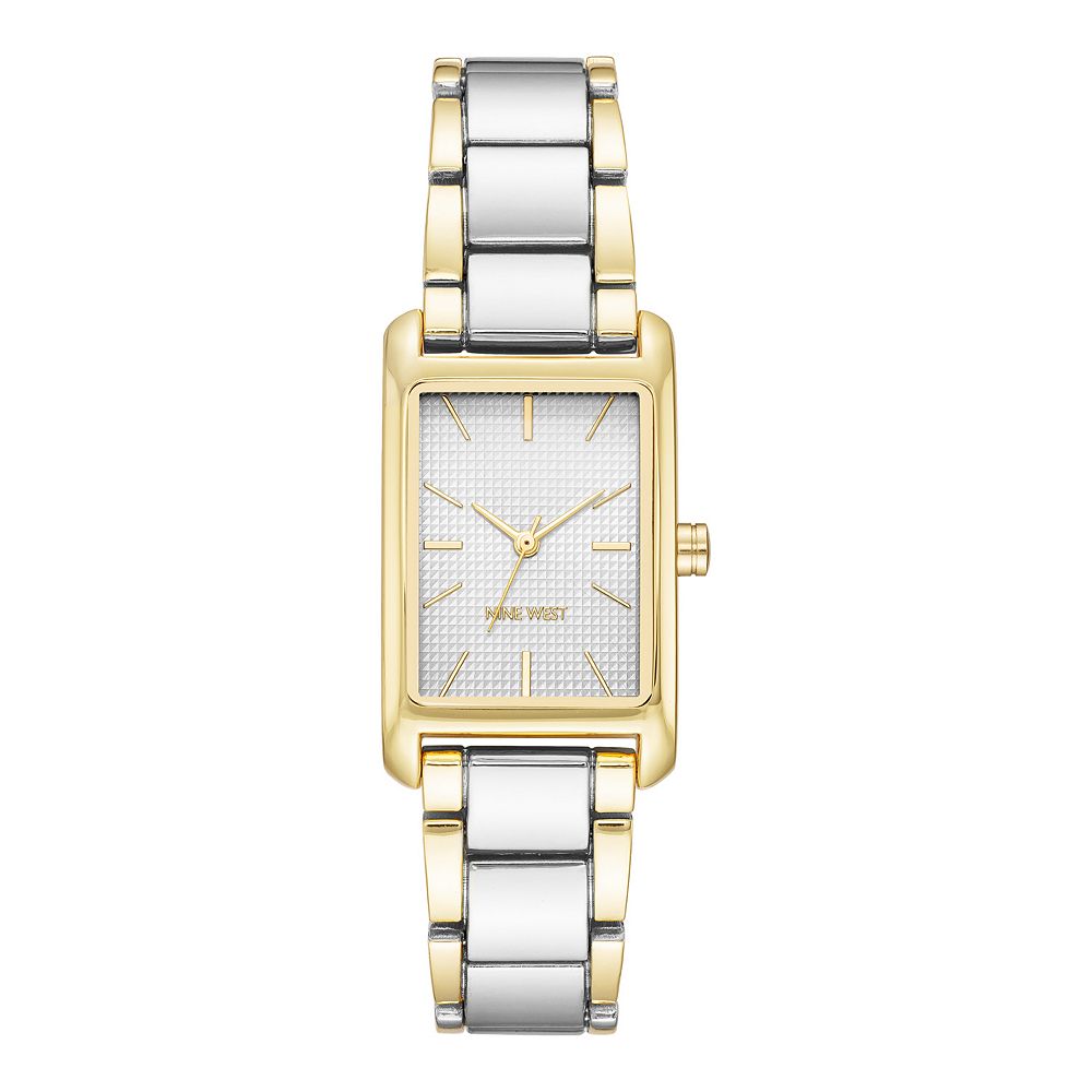 Nine West Women's Two Tone Rectangle Case Watch