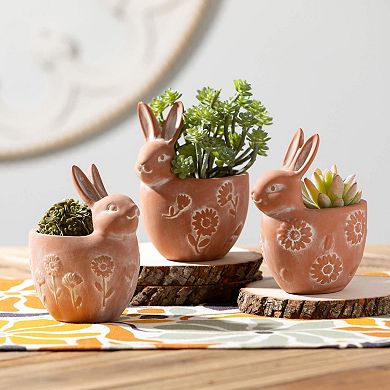 Haven Living 3-Piece Terracotta Bunny Planter Set