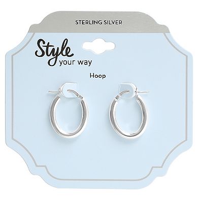Style Your Way Sterling Silver Oval Hoop Earrings