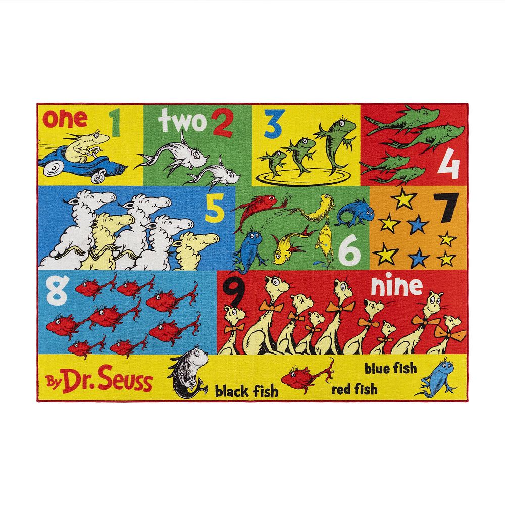 Dr. Seuss' One Fish, Two Fish, Red Fish, Blue Fish Counting Area Rug