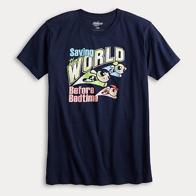 Men's Power Puff Girls Saving the World Before Bedtime Graphic Tee