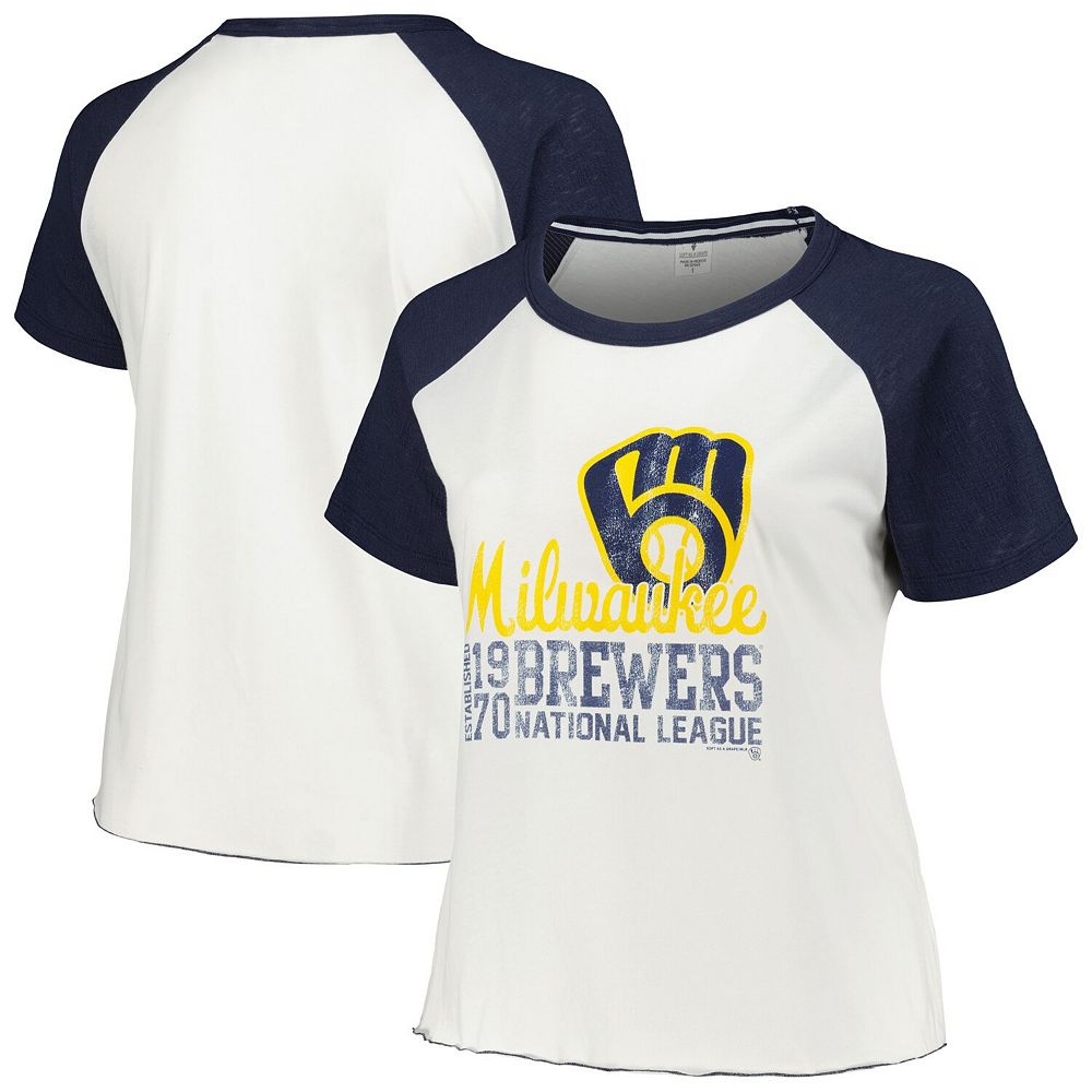 Women's Soft as a Grape White Milwaukee Brewers Plus Size Baseball ...