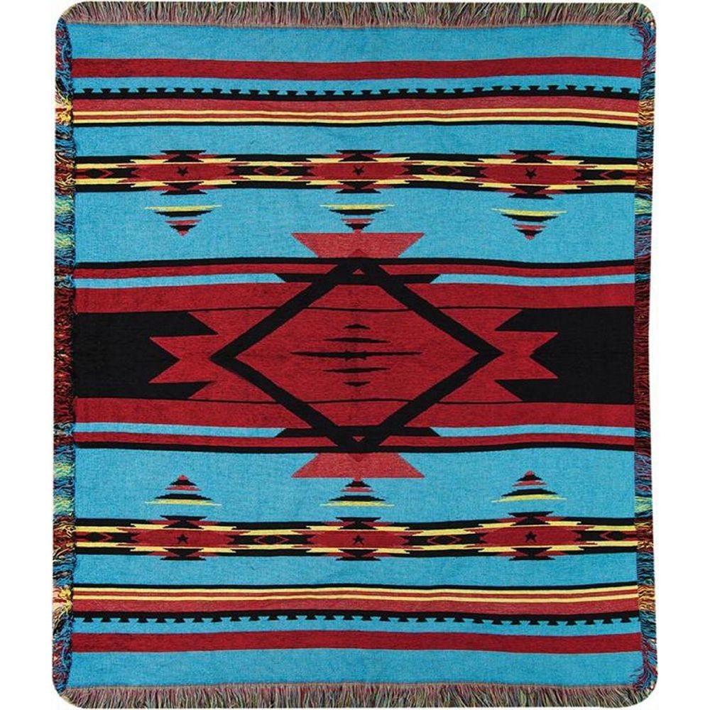 Flame Bright Red Damask Throw Blanket With Fringe Border 60" X 50"