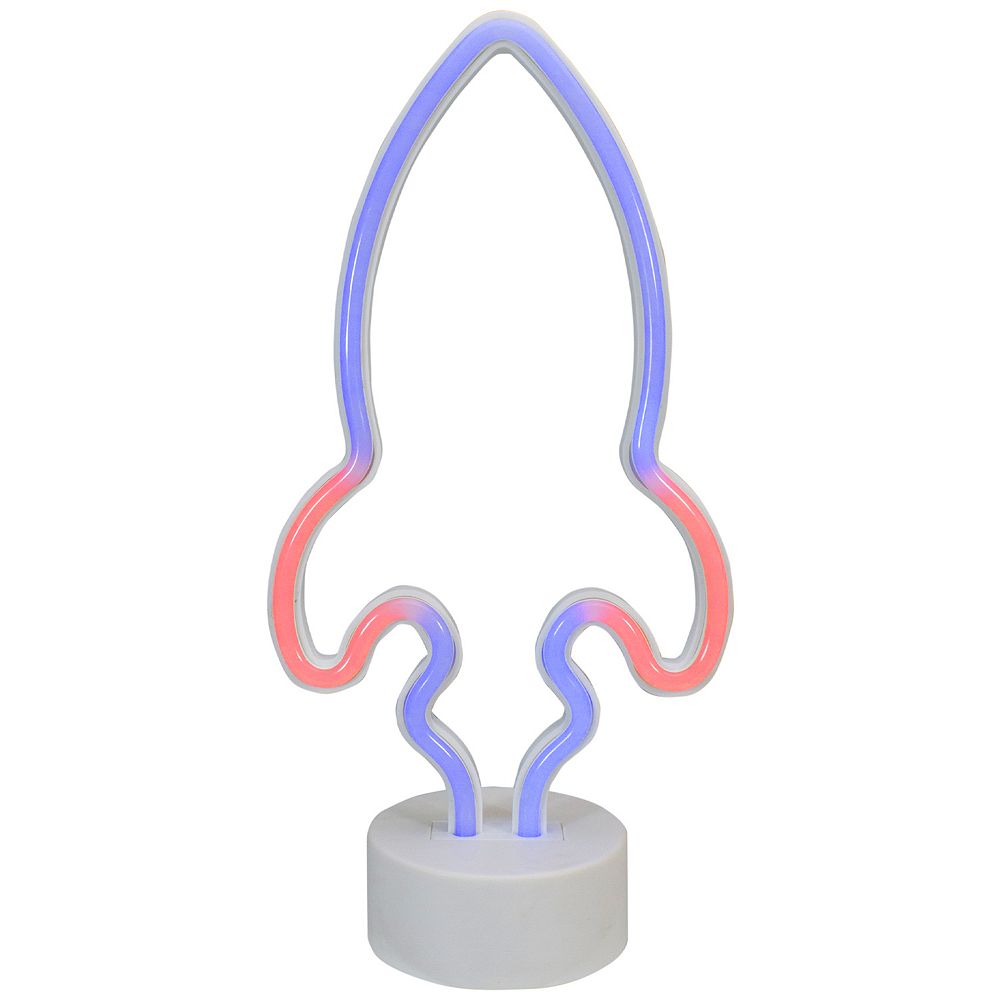 9" Blue and Red LED Neon Style Rocket Ship Table Light
