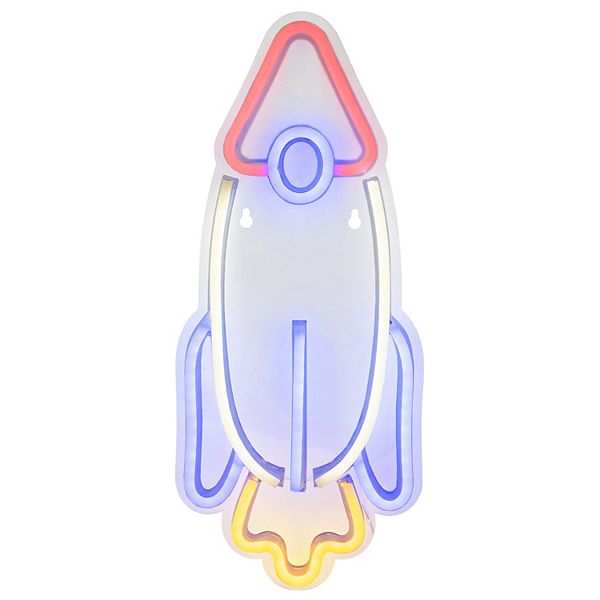 16.25" LED Neon Style Rocketship Wall Sign