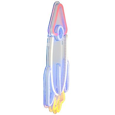 16.25" LED Neon Style Rocketship Wall Sign
