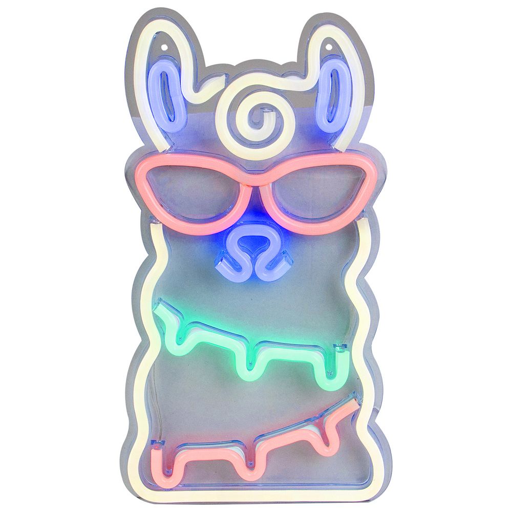 15" Groovy White Alpaca with Red Sunglasses LED Lighted Wall Sign