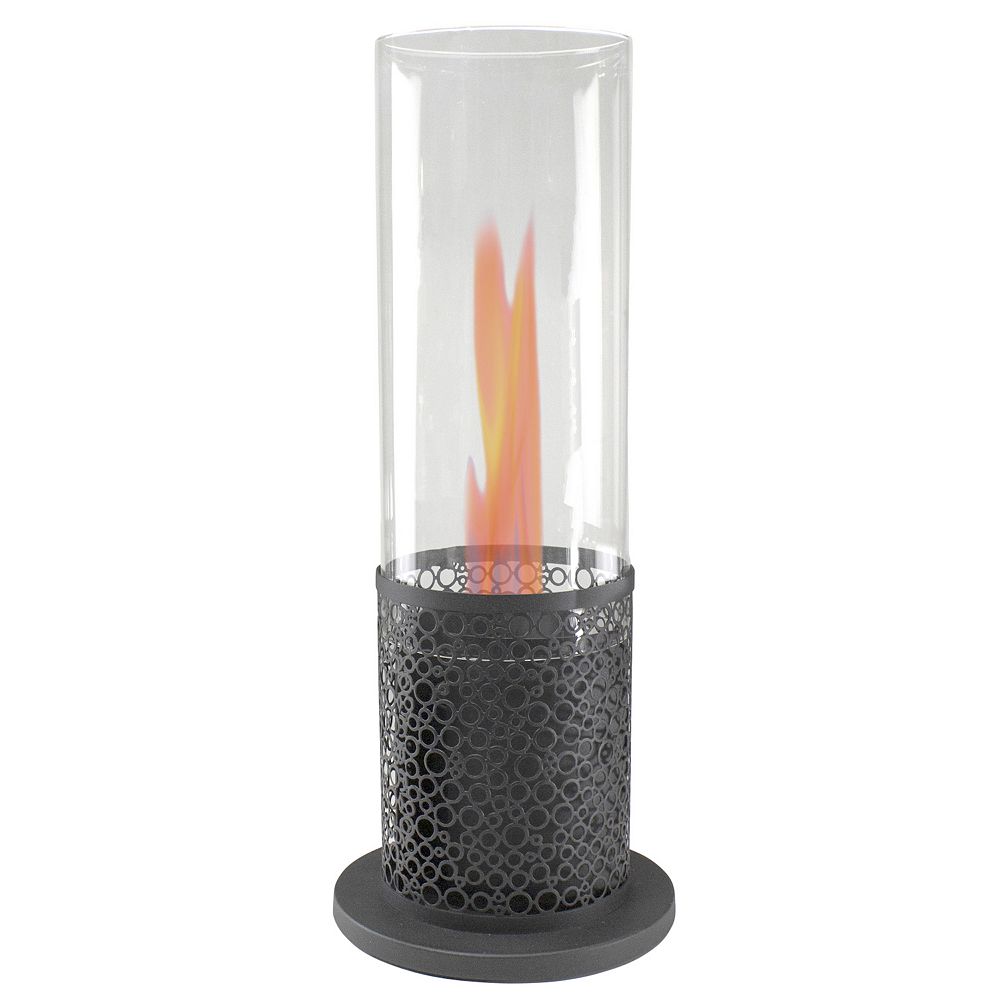 19.75" Bio Ethanol Round Portable Tabletop Fireplace With Black ...