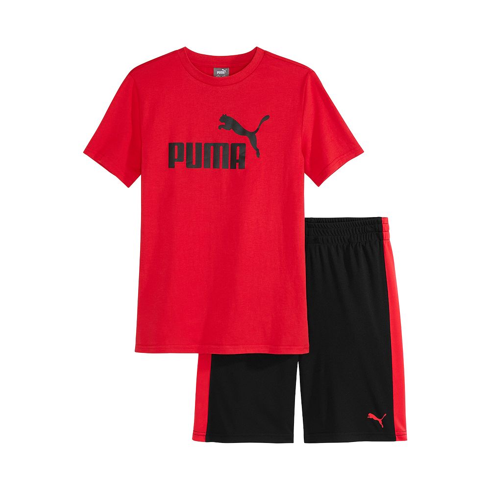 Boys 8-20 PUMA 2-Piece Jersey Tee & Interlock Short Set