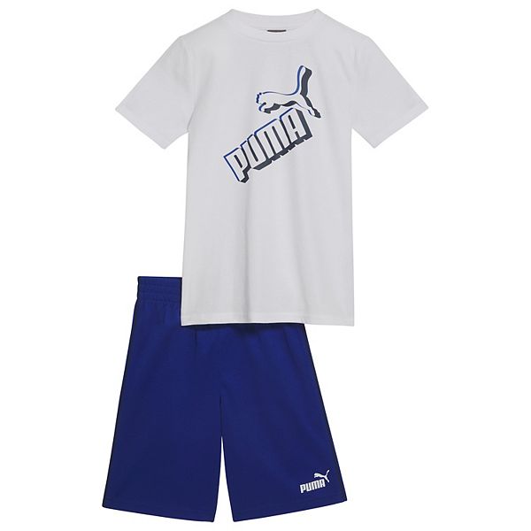 Boys 8-20 PUMA 2-Piece Cotton Jersey Tee & Poly Mesh Short Set
