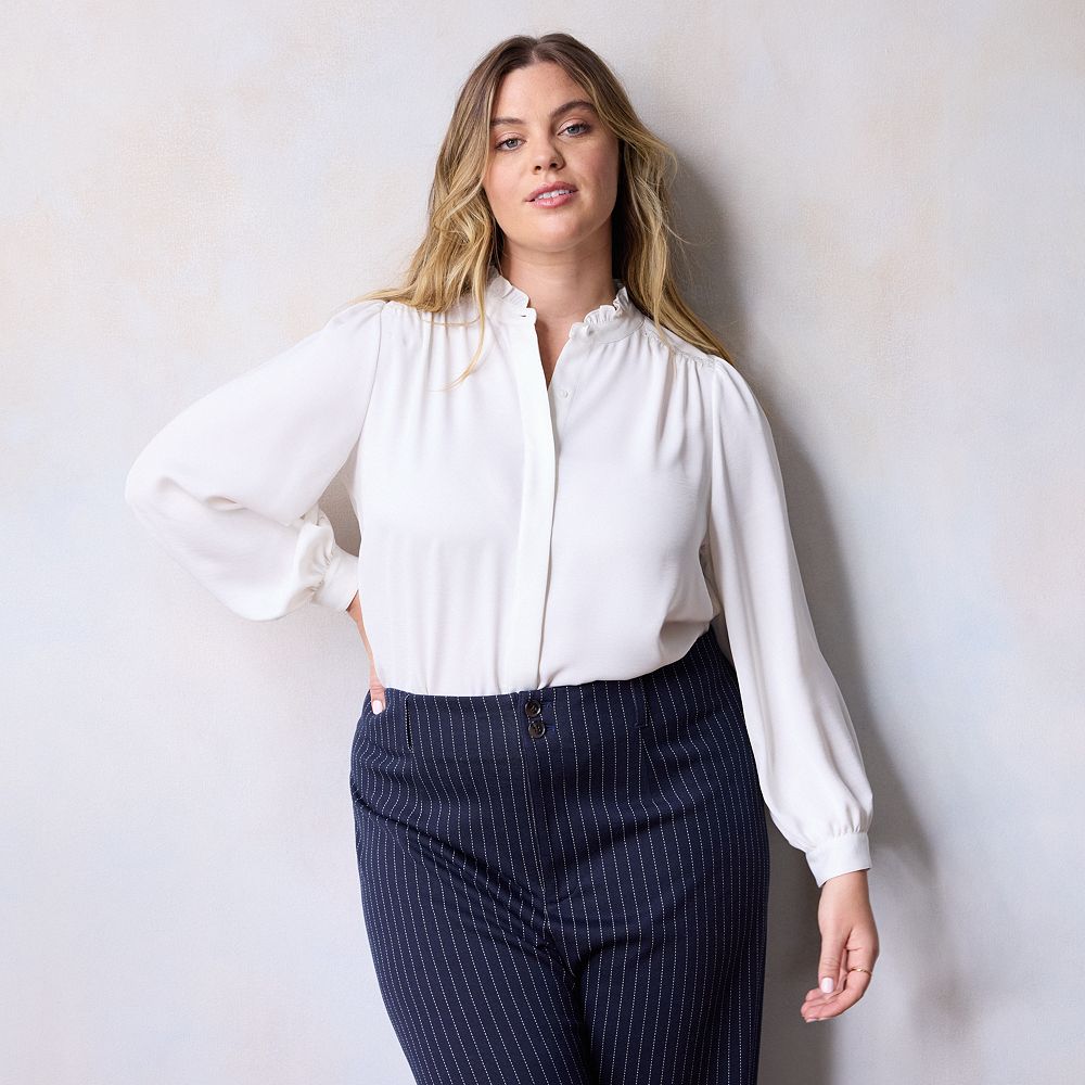 Plus Size LC Lauren Conrad Hidden Placket Button Front Shirt