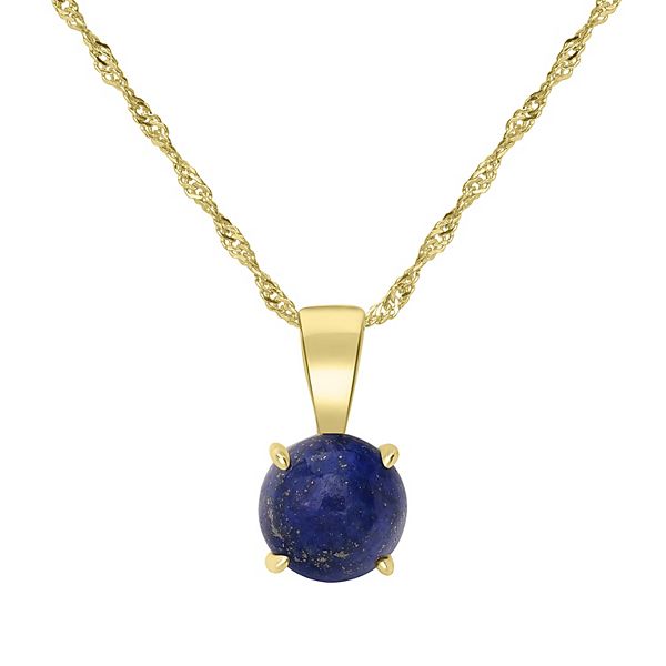 Gemistry 14k Gold over Sterling Silver Stone Round Pendant Necklace