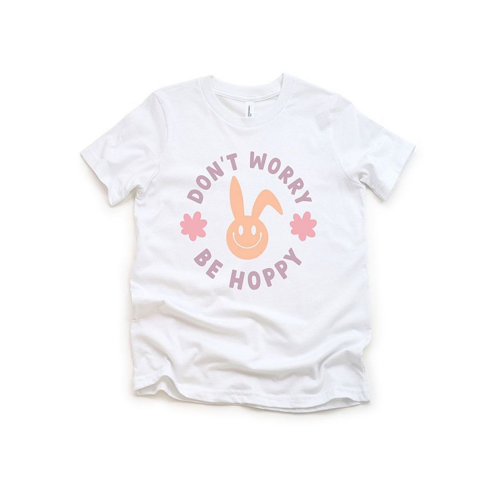 Don't Worry Be Hoppy Bunny Youth Short Sleeve Graphic Tee