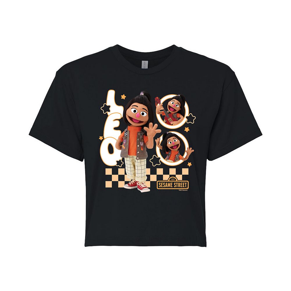 Juniors' Sesame Street Ji-Young Leo Cropped Tee