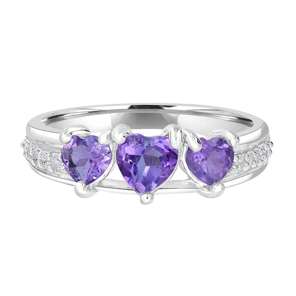 Gemistry Sterling Silver Stone 3 Hearts Ring