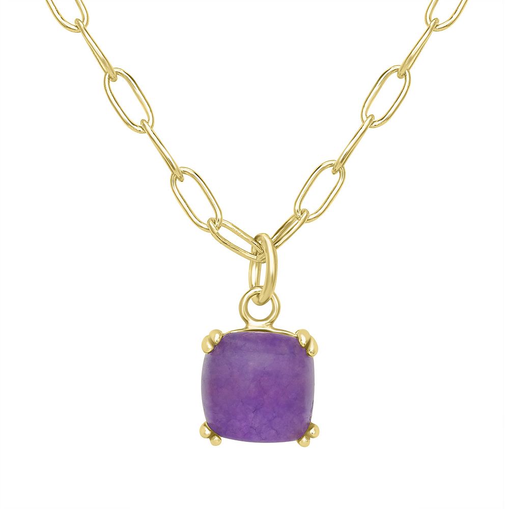 Gemistry 14k Gold over Sterling Silver Stone Square Pendant Necklace
