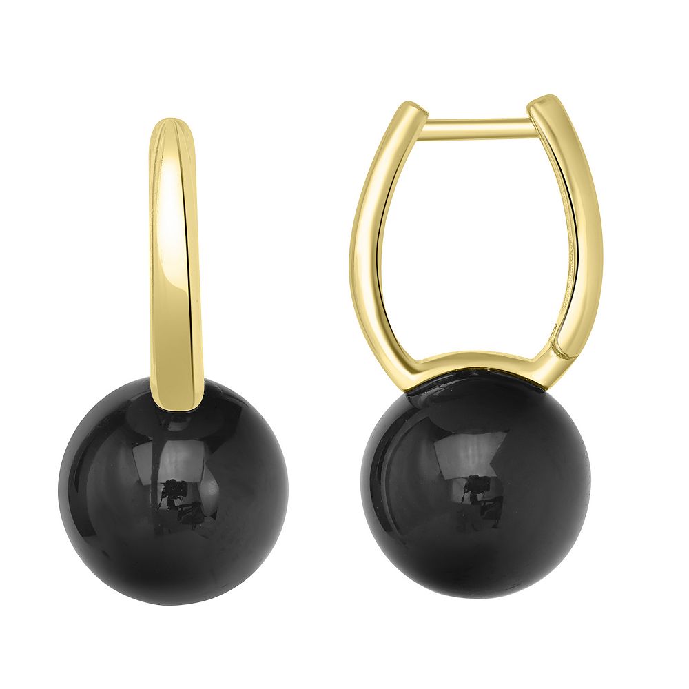 Gemistry 14k Gold Over Sterling Silver Stone Ball Huggie Earrings