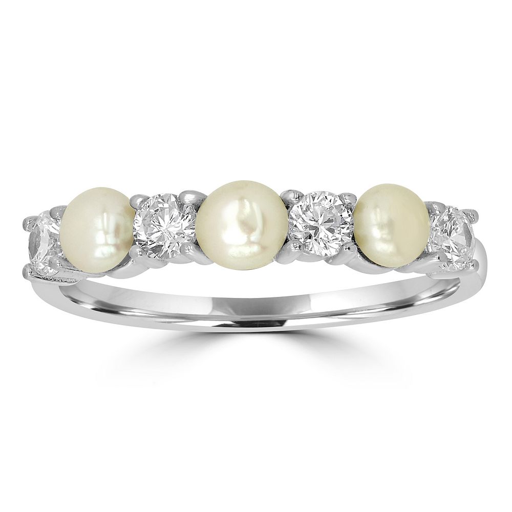 Gemistry Sterling Silver Freshwater Cultured Pearl & Cubic Zirconia ...