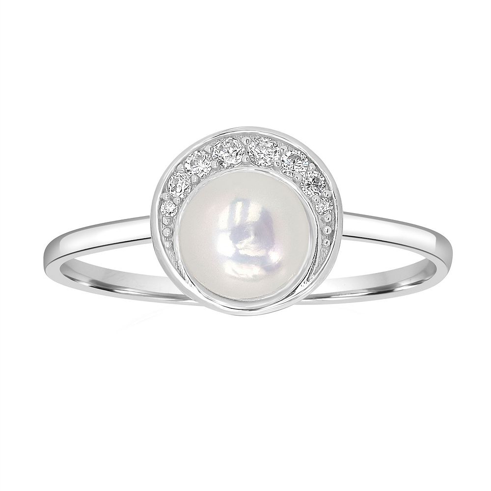 Gemistry Sterling Silver Freshwater Cultured Pearl & Cubic Zirconia ...