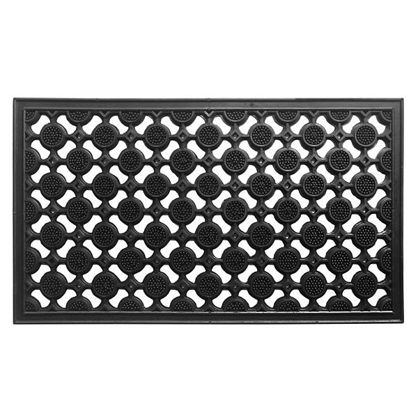 RugSmith Basic Geometric Lattice Rubber Doormat