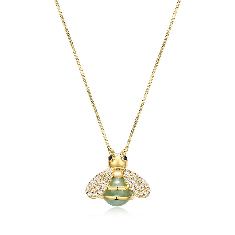 Dynasty Jade 18k Gold over Sterling Silver Genuine Jade, Lab-Created ...