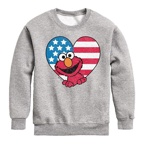 Boys 8-20 Sesame Street Elmo Flag Heart Fleece Sweatshirt