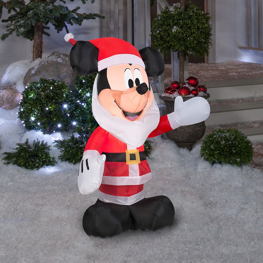 Disney's Mickey Mouse in Santa Suit and Beard 3.5 Ft. Christmas Outdoor ...