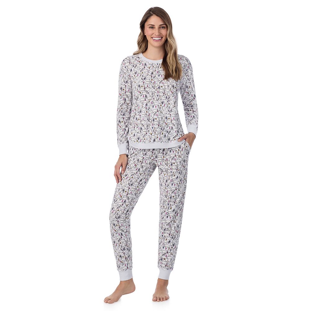 Women's Cuddl Duds Sweater Knit Crewneck Pajama Top & Jogger Pajama ...