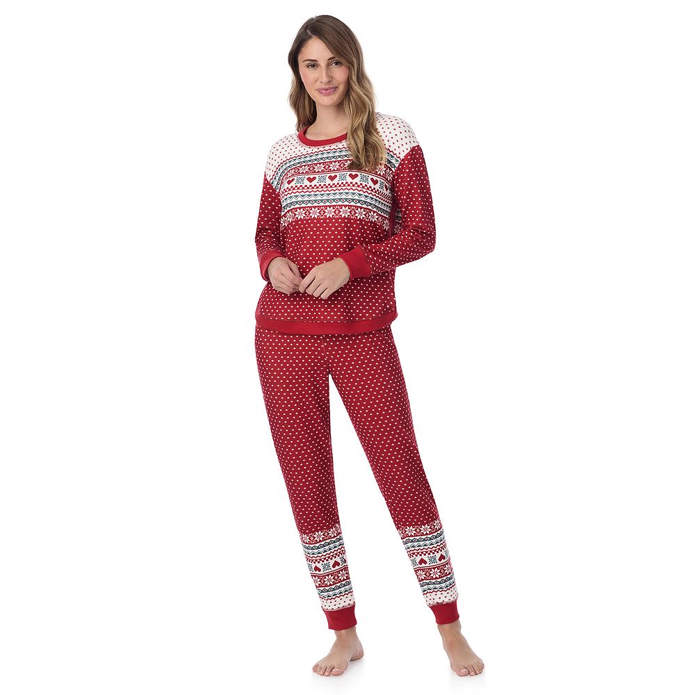 Women's Cuddl Duds Sweater Knit Crewneck Pajama Top & Jogger Pajama ...