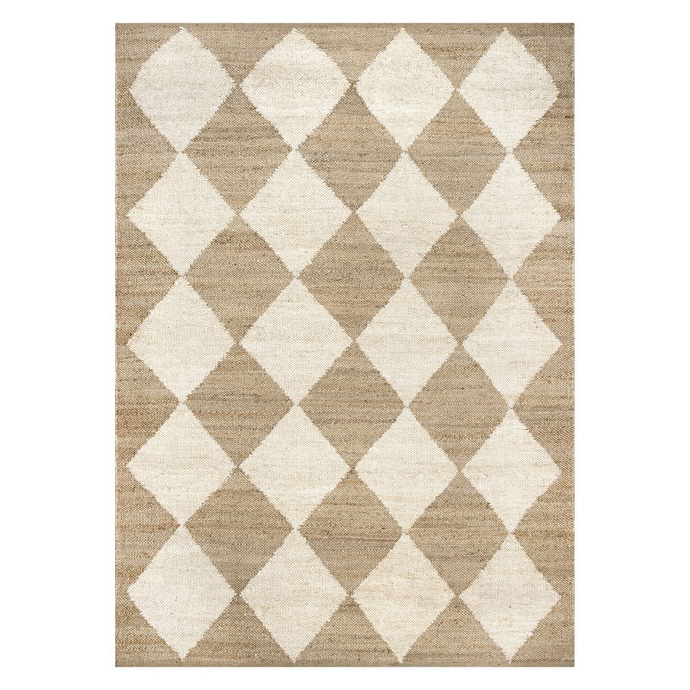 RugsUSA Louie Diamond Checkerboard Jute Area or Throw Rug
