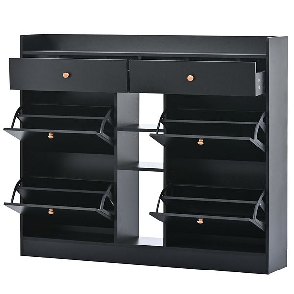 Modern Shoe Cabinet With 4 Flip Drawers