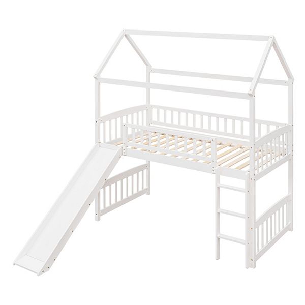 Modern Loft Bed with Slide, House Bed with Slide