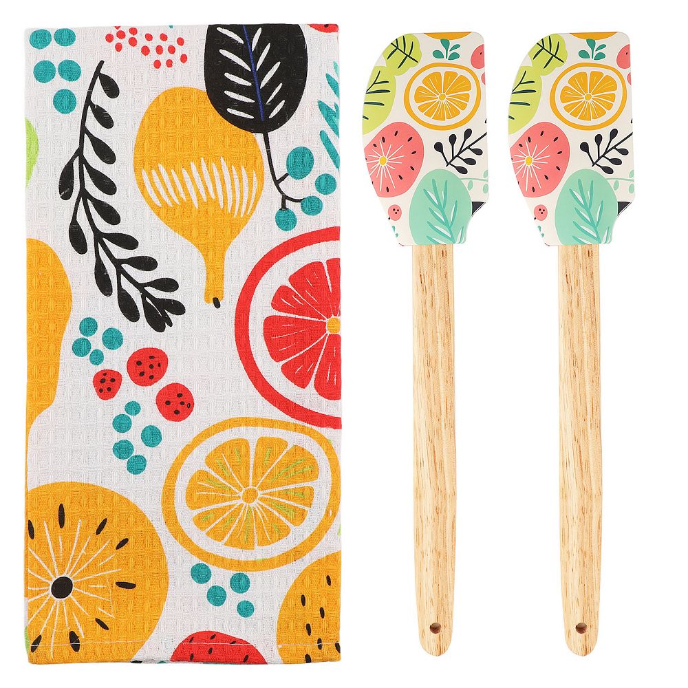 Quirky Kitchen Fruit Tea Towel and 2-pc. Spatula Set